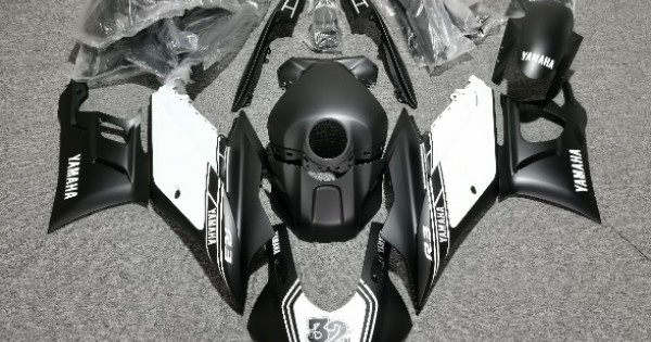 Matte Black & White Yamaha R3 Motorcycle Fairings(2019-2023)
